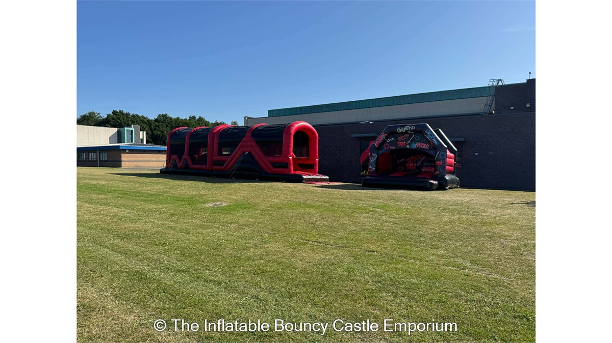 Red & Black Extreme Duo Package - Bouncy Castle & Soft Play Hire ...
