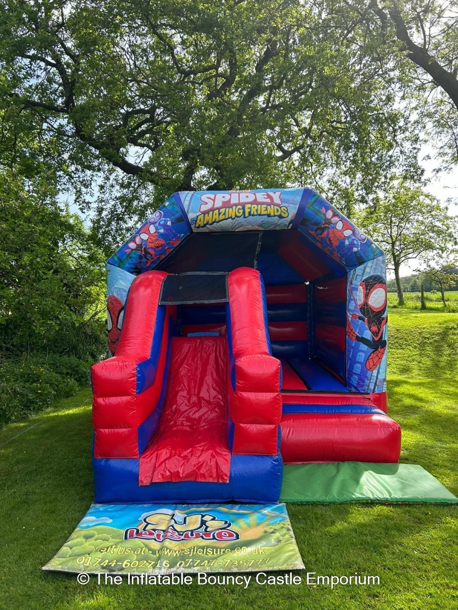 Spidey & His Amazing Friends Disco Bouncy Castle Front Slide Combo ...